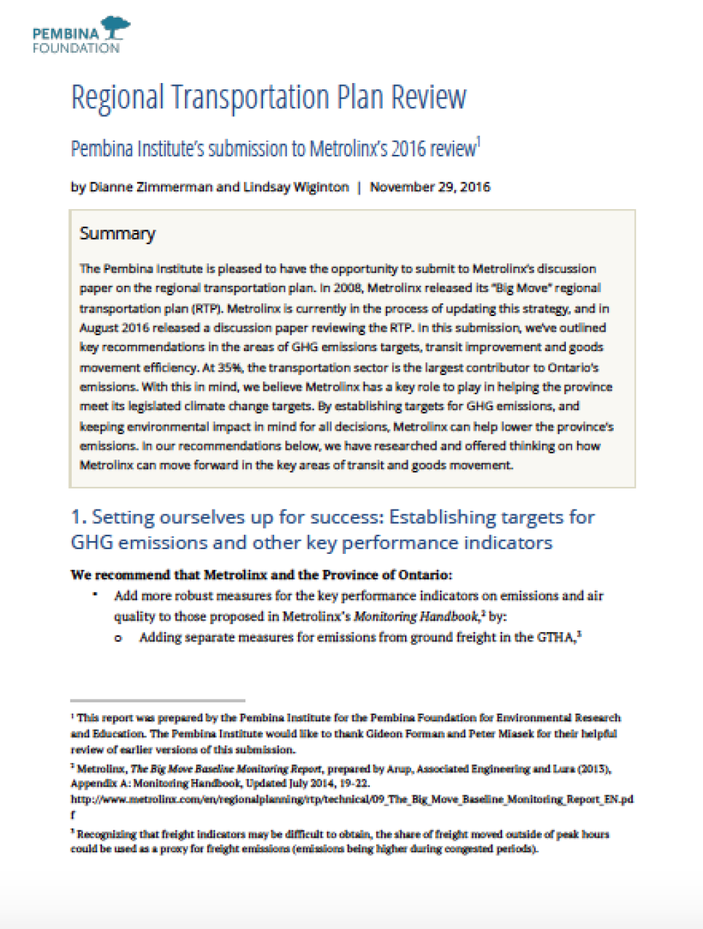 Regional Transportation Plan Review | Pembina Institute