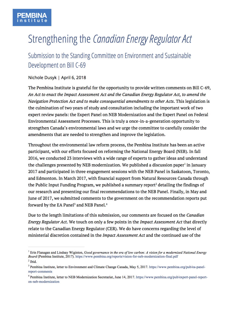 Strengthening the Canadian Energy Regulator Act | Pembina Institute