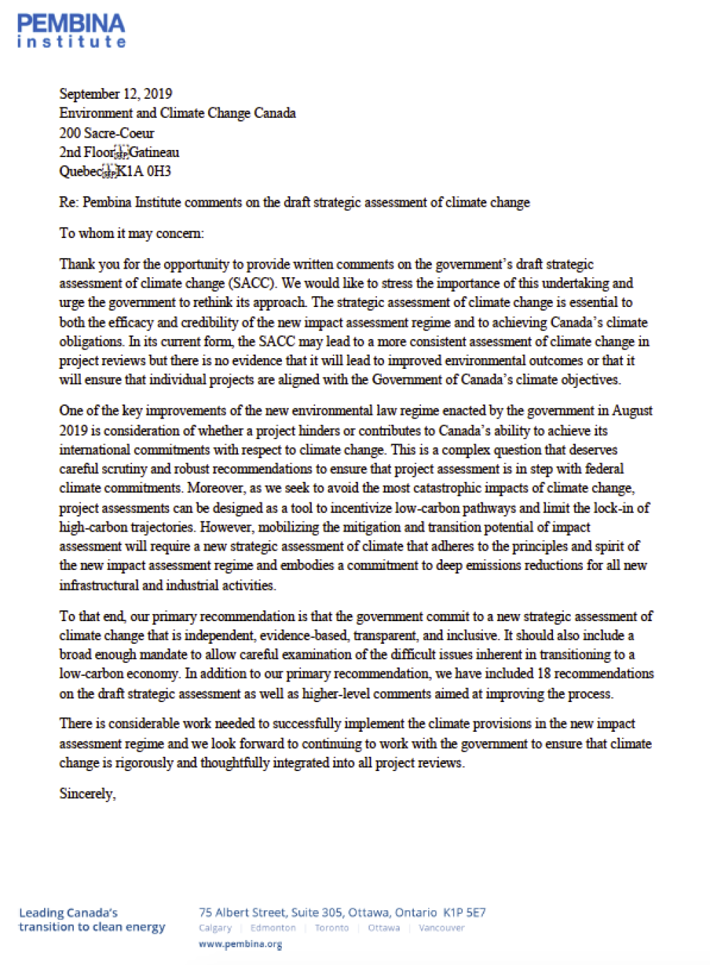 A strategic assessment of climate change | Publications | Pembina Institute