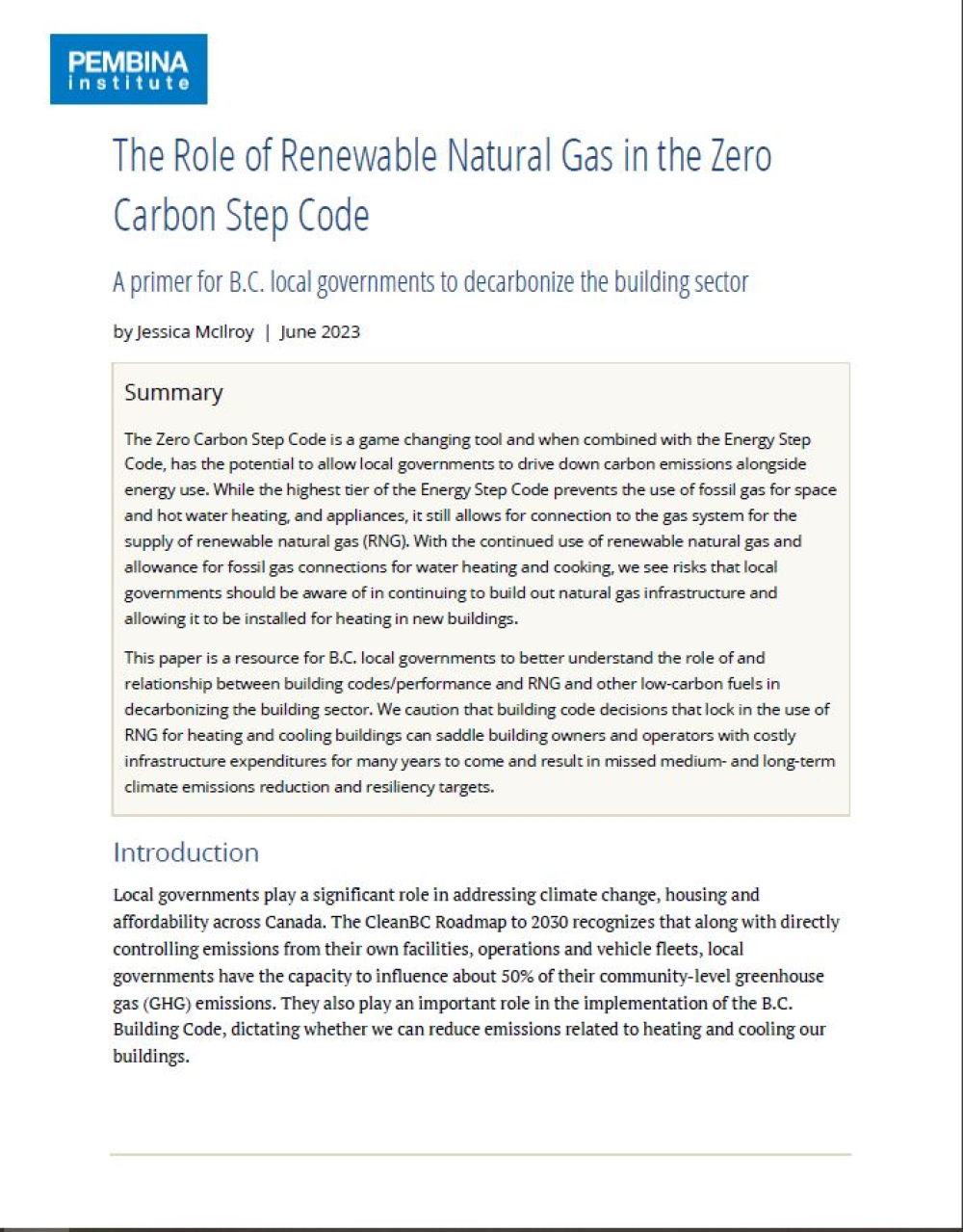 The Role of Renewable Natural Gas in the Zero Carbon Step Code | Pembina Institute