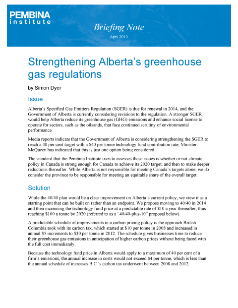 Strengthening Alberta’s climate regulations Strengthening Alberta’s climate regulations