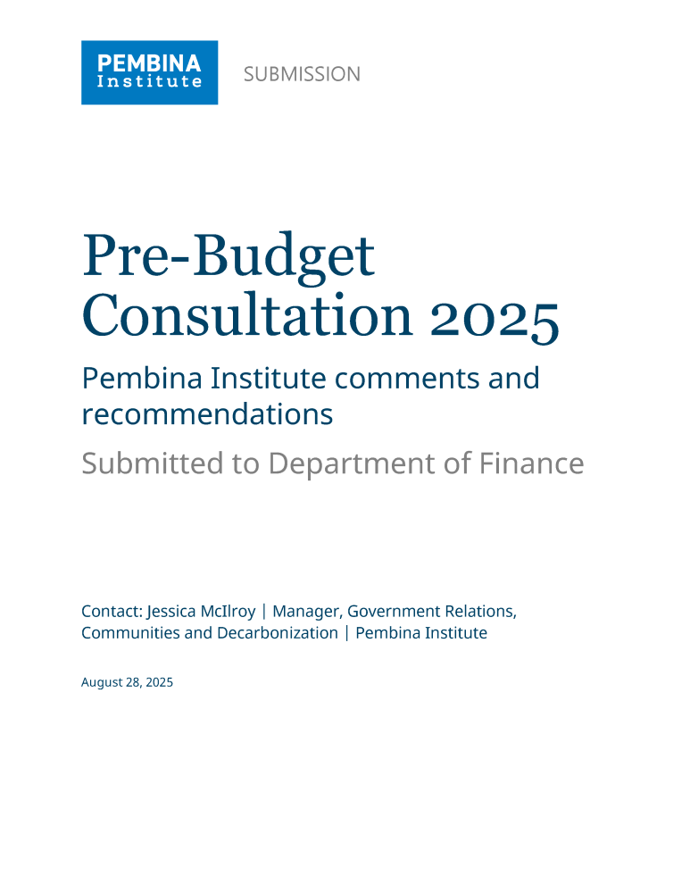 Pre-Budget Consultation 2025 | Pembina Institute