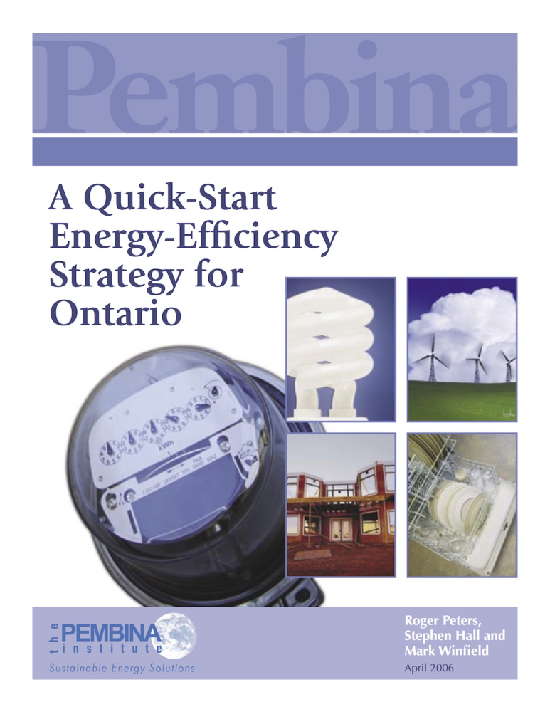 A Quick Start Energy Efficiency Strategy for Ontario | Pembina Institute