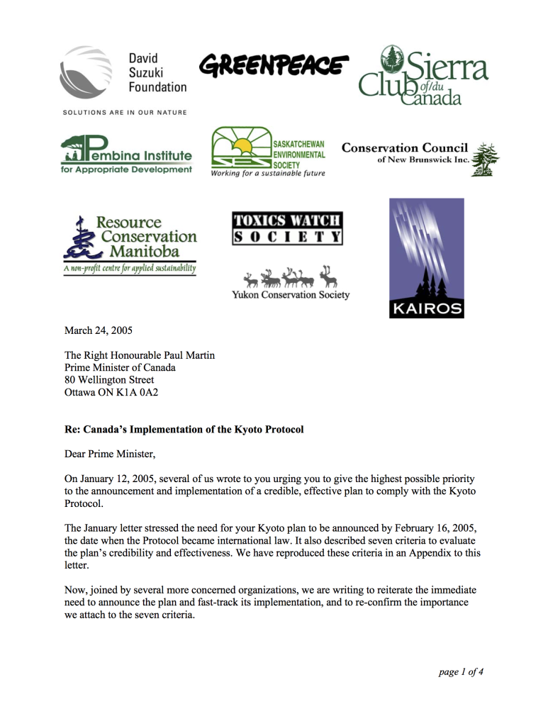 Canada's Implementation of the Kyoto Protocol | Pembina Institute