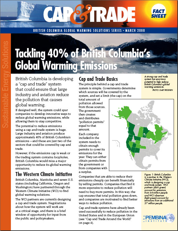 Cap and Trade (fact sheet) | Pembina Institute
