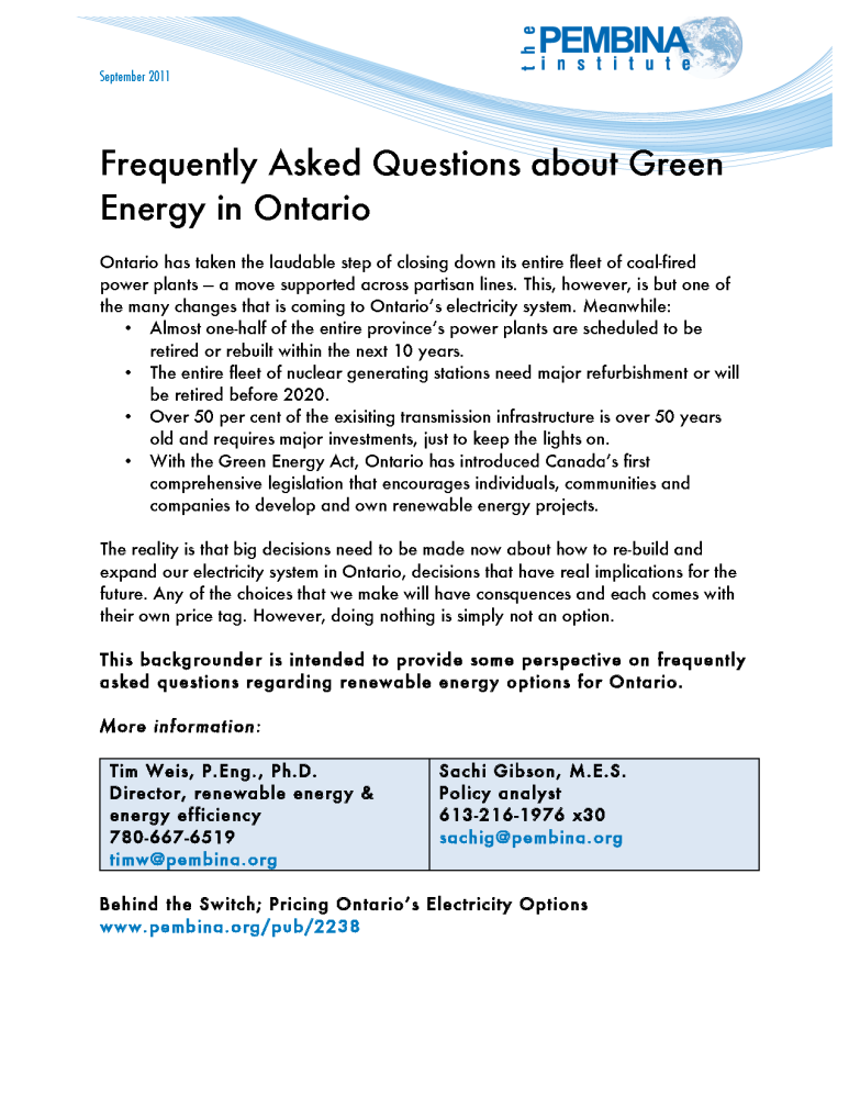 FAQ: Renewable energy in Ontario