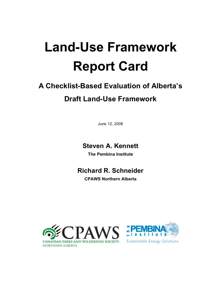 Land-Use Framework Report Card | Pembina Institute