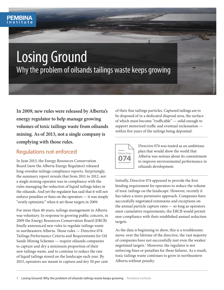 Losing Ground | Pembina Institute