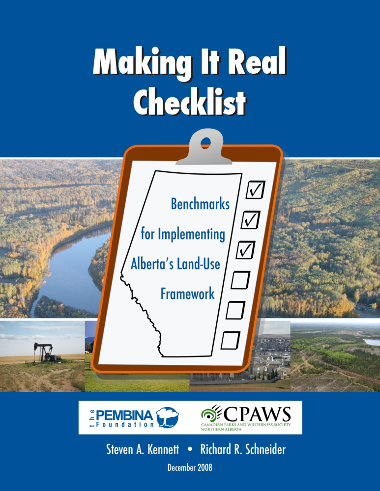 Making It Real Checklist: Benchmarks for Implementing Alberta's Land ...