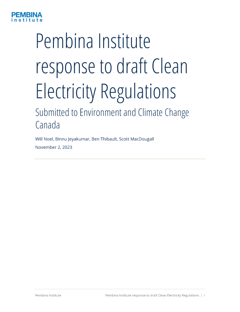 Submission for draft Clean Electricity Regulations