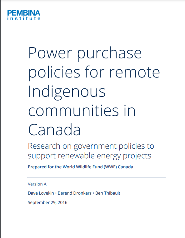 Power purchase policies for remote Indigenous communities in Canada ...