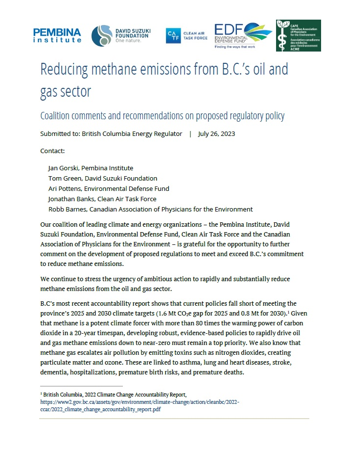 Reducing methane emissions from B.C.'s oil and gas sector | Pembina ...