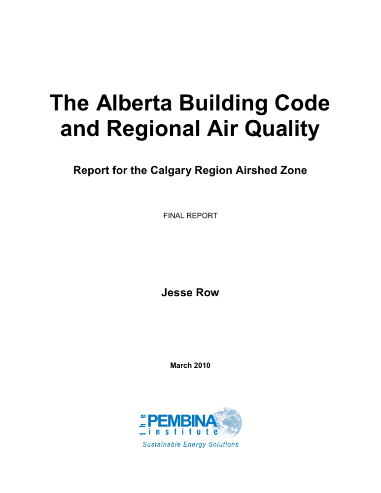 The Alberta Building Code and Regional Air Quality | Pembina Institute