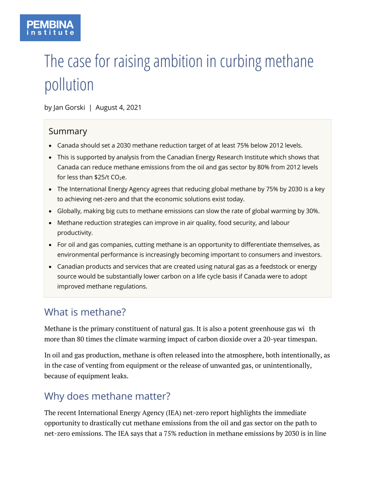 The case for raising ambition in curbing methane pollution