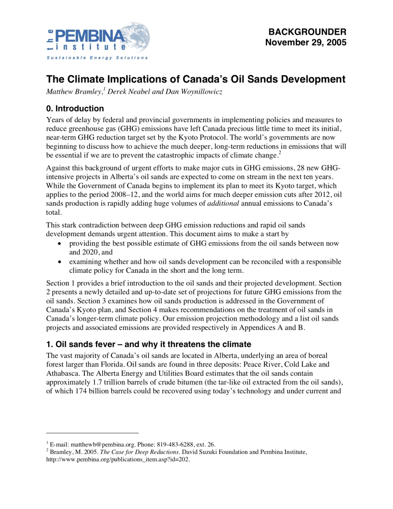 The Climate Implications of Canada's Oilsands Development | Pembina ...