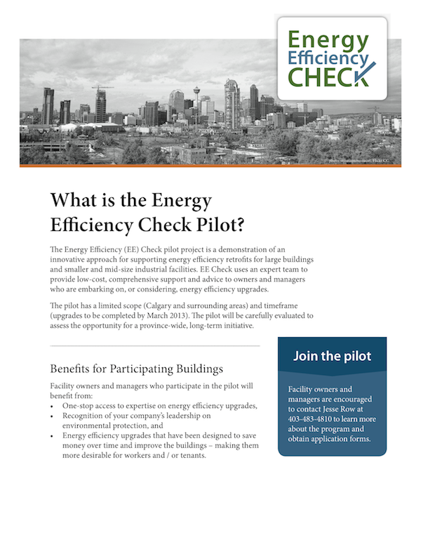 The Energy Efficiency Check Pilot Project | Pembina Institute