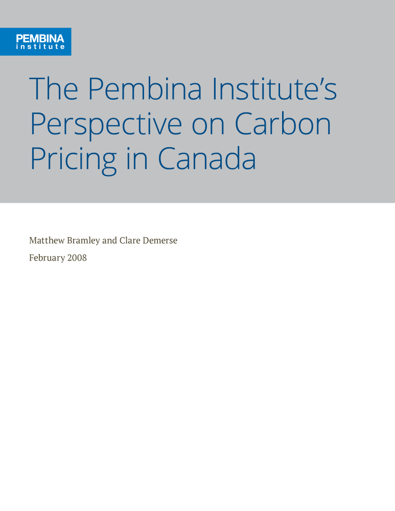 The Pembina Institute's Perspective on Carbon Pricing in Canada ...
