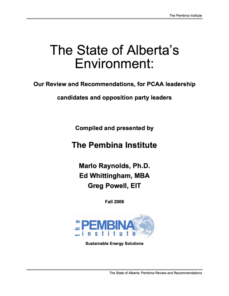The State of Alberta's Environment | Pembina Institute