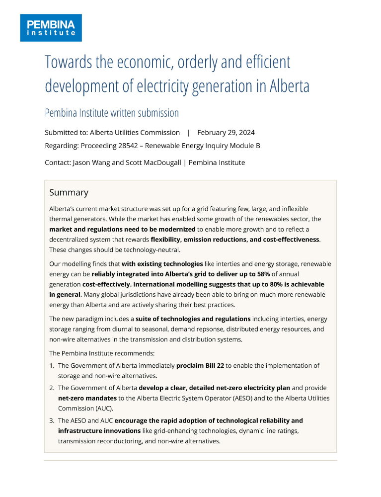 Towards the efficient development of electricity in Alberta