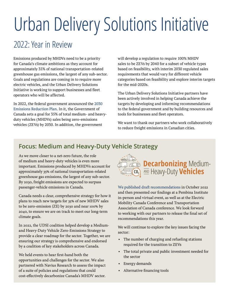 Urban Delivery Solutions Initiative Impact Report
