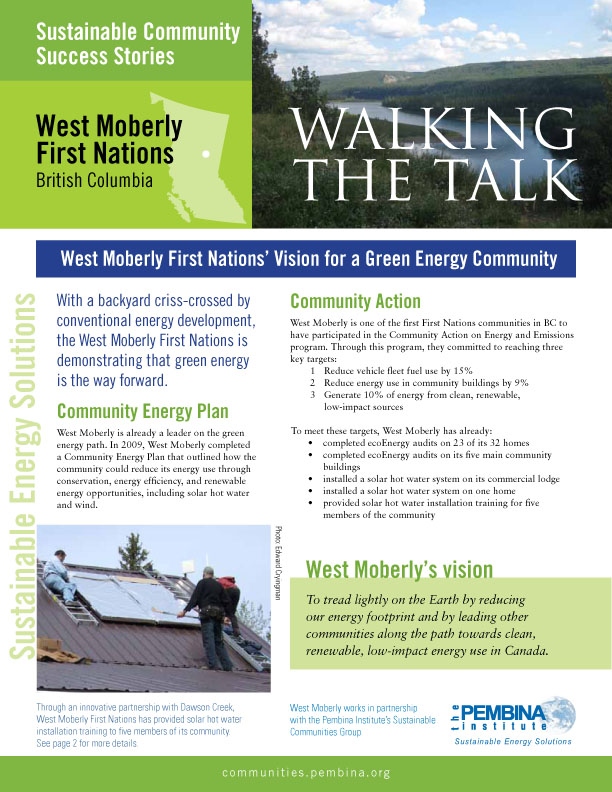 West Moberly First Nations: Walking the Talk | Pembina Institute
